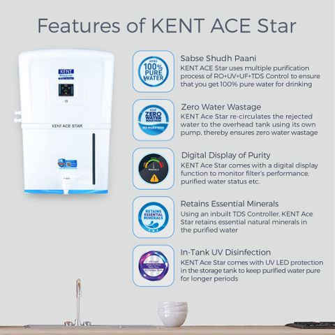 KENT Ace Star 8 L RO + UV + UF + TDS Control Water Purifier - KENT ...