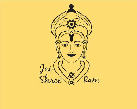 Jump up 59 cm Jai Shree Ram black wall sticker Self Adhesive Sticker ...