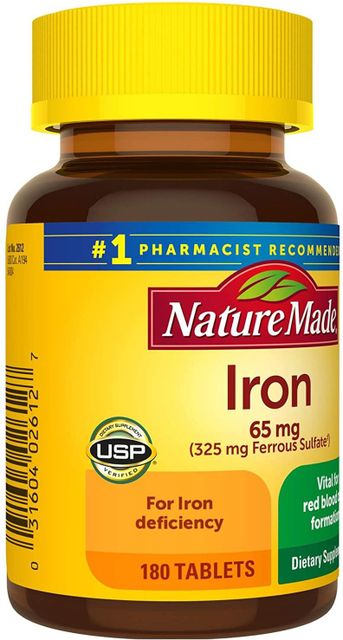 Nature Made Iron 65 mg (from Ferrous Sulfate) Tablets, 180 Count Price ...