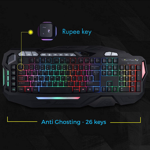 ZEBRONICS ZEB-MAGNUS Wired USB Standard Gaming Keyboard Compatible with ...