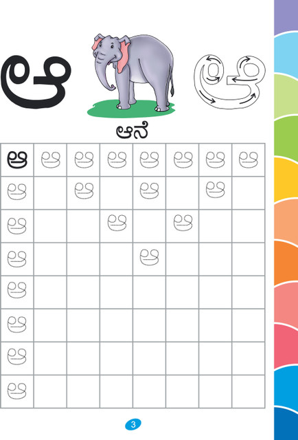 coloring pages kannada alphabets outline
