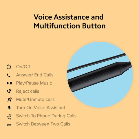 REDMI SonicBass Wireless Bluetooth Neckband in-Ear Earphones with Mic ...