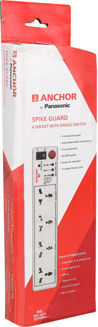 Anchor By Panasonic 4 way 6A International Socket with Single Switch 4 ...