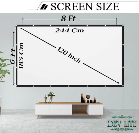 projector screen size cm
