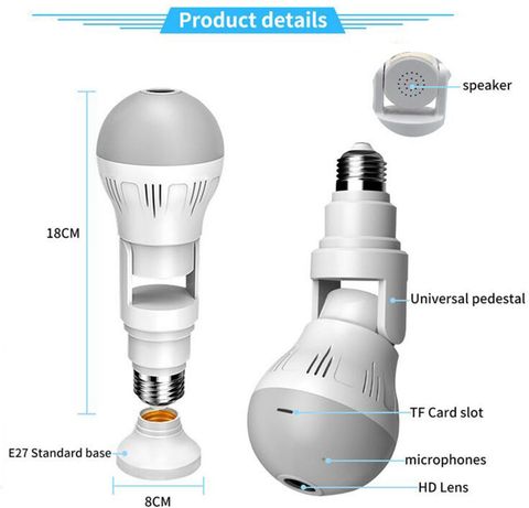 SIOVS Bulb Camera Hidden Small Light Bulb Camera with Wi-Fi CCTV Hidden ...