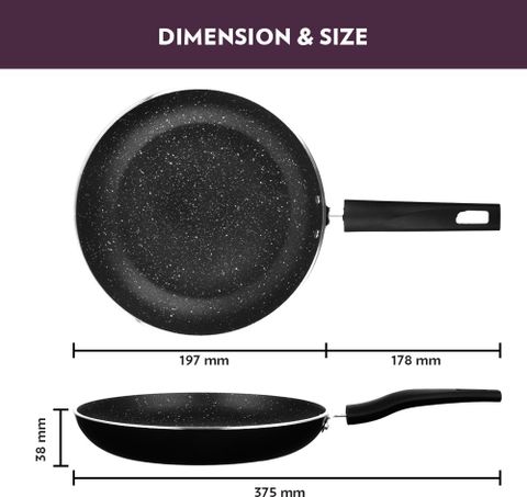BOROSIL Granito Non-Stick Aluminium Deep Fry Pan with Handle Fry Pan 20 ...