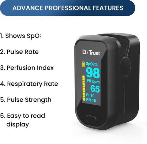 Dr Trust (USA) Model 210 FingerTip Oxy meter Oxygen Saturation Heart ...