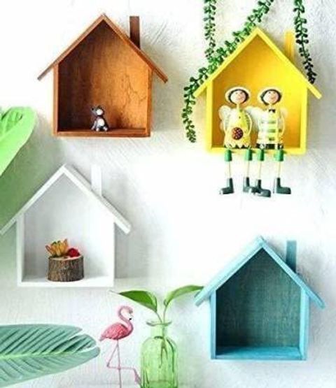 Ziya Handicrafts Wall Shelf Rack Shelves Lodge House Shape Shelf MDF ...