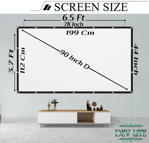 90 inch screen dimensions