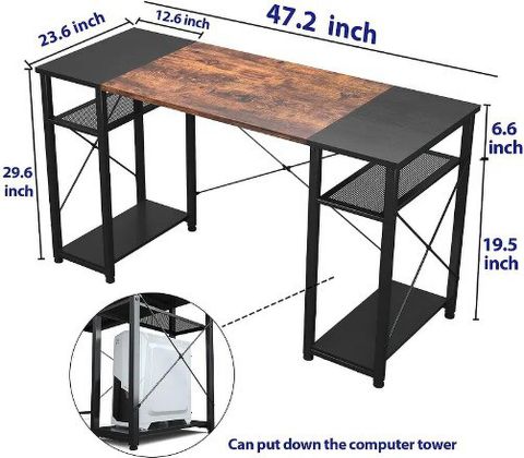 TEKAVO Computer Table for Home Office Laptop Study Writing Desk with ...