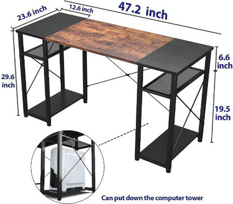 TEKAVO Computer Table for Home Office Laptop Study Writing Desk with ...