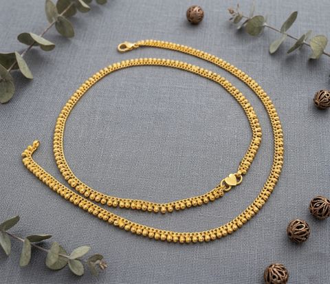 Kunjus Premium Quality Gold Plated Anklets Kolusu Padasaram Pack of 2 ...