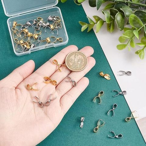 Dhruv Crafts Gold Silver Pinch Bail Connector 50 Pcs - Gold Silver ...