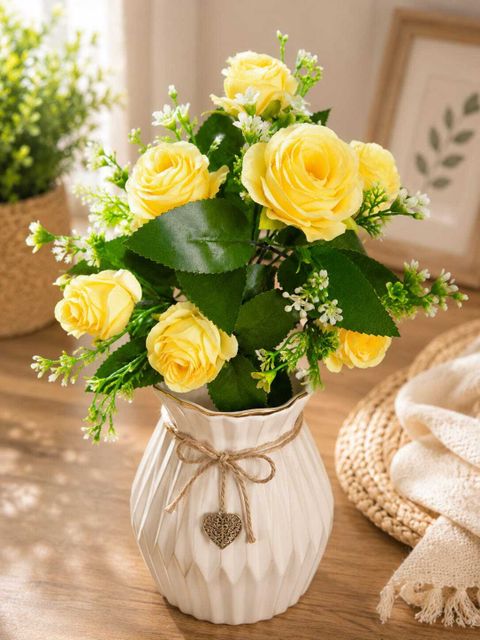home deco Yellow Rose Artificial Flower Price in India - Buy home deco ...