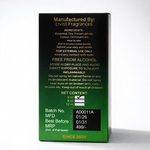 Livist Fragrances Al Hajar Al Aswad Attar For Men | Long Lasting Non ...