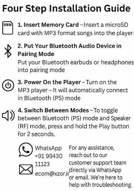 XZOR All-in-One Bluetooth MP3 Player – Auto Pairing, Speaker, Dual Mode ...