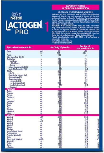 Nestle Lactogen Pro 1 Powder, Infant Formula With Probiotic ...