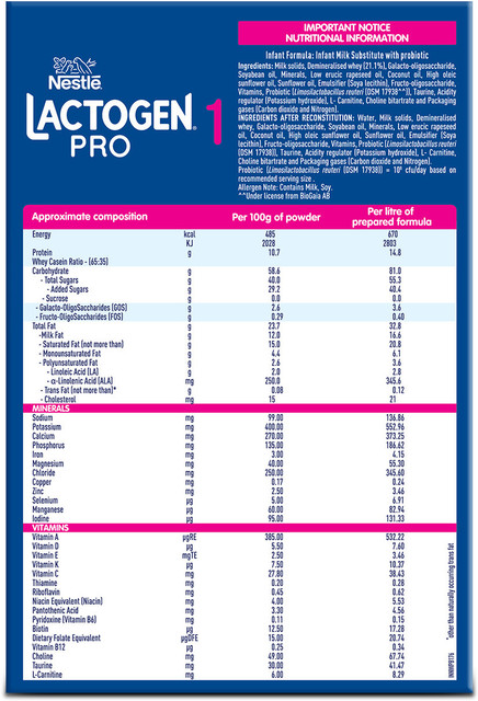 Nestle Lactogen Pro 1 Powder, Infant Formula With Probiotic ...