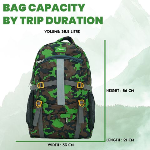 JB X Military Hiking Bag 39 L Backpack Green - Price in India ...