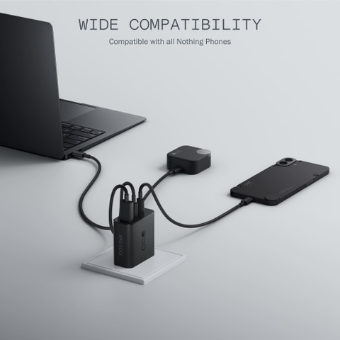 CMF by Nothing 100 W Power GaN 5 A 3 Port Mobile Charger with ...