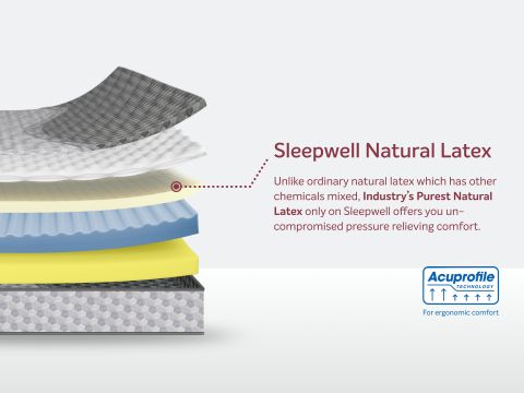 Sleepwell Orthopedic Pro Natural Latex, Quilted Top, Resitec Foam, Neem ...