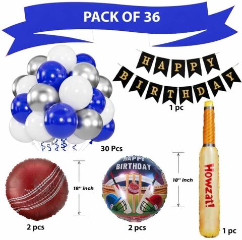 PopTheParty Happy Birthday Cricket Theme Decoration Kit Blue Balloon ...