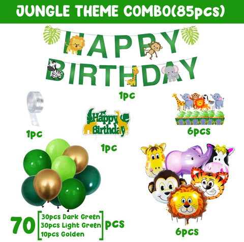 Party Propz Jungle Theme Balloons - Birthday Decorations Kit Jungle ...
