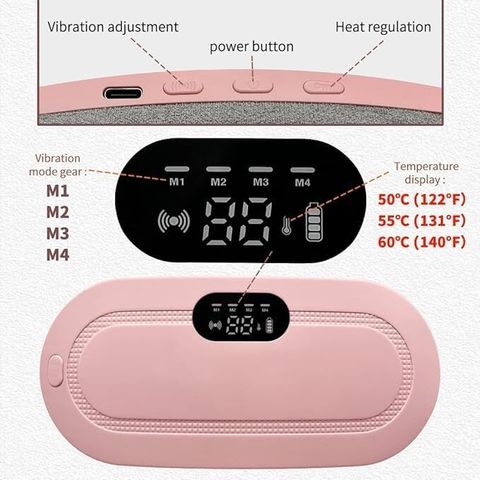 KRIVAM Period Cramp Relief Heating Pad Pain Device with 4 Massage Modes ...