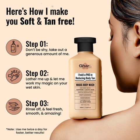 GHAR SOAPS Magic De-Tan Body Wash | Saffron, Lactic Acid & Niacinamide ...
