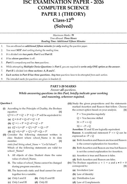 Class 12 ISC Computer Science Question Bank (2017 2026)| Chapter-wise ...