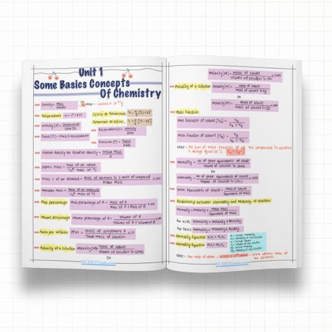 Class 11 Chemistry Formula Sheet | Handwritten & Colorful | CBSE Board ...