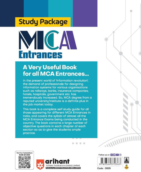 Arihant MCA Entrances Exam Book 2025 | Study Package for MCA, National ...