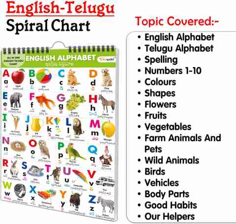 My First ALL IN ONE SPIRAL CHART ENGLISH-TELUGU : Chart For Children ...