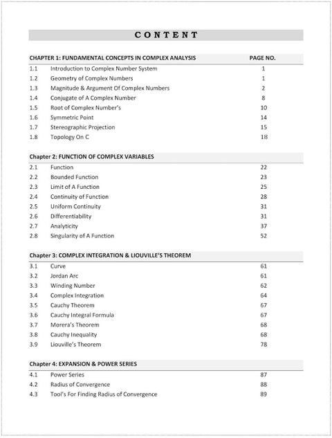 Complex Analysis - Foundations of Complex Analysis Unit Wise Theory ...