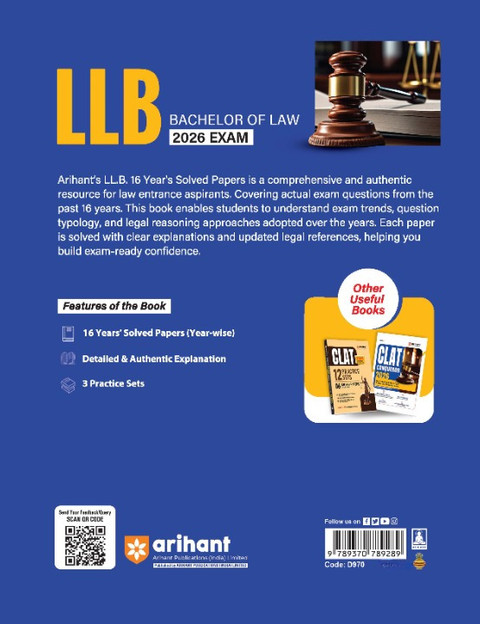 Arihant LLB Bachelor of Law 2026 Entrance Exam | 16 Years' Solved ...