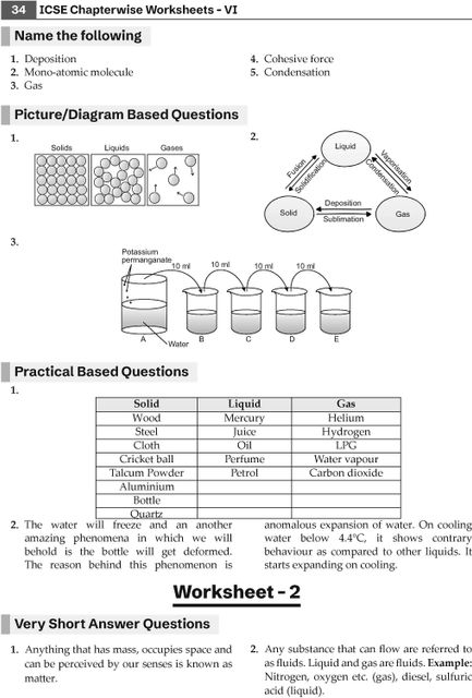 Icse Chapterwise Worksheets Physics : Class 6 (Edition2025) - : Real ...