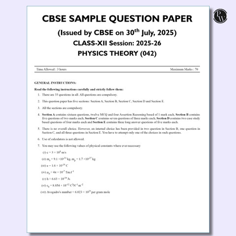 PW CBSE 12 Sample Question Papers Class 12 2025-26 - Phy, Chem, Bio Combo 2026 Board Exam: Buy ...