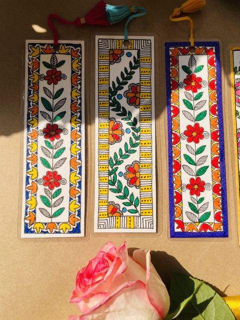 crafcan Madhubani Hand painted BOOKMARK | Set of (Any) 5 Paper Painting ...