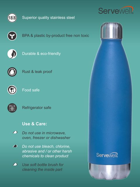 Servewell Bali - SS Single Wall - Imperial Blue 1000 ml Steel Bottle ...