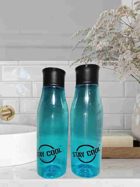 Maria Stay Cool Sky Blue Black Cap Fridge Water Bottle ( Set Of 2 Pairs ...
