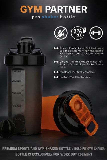 Klyvira Regular Gym Shaker 700 ML BPA Free Workout Protein Shaker 700 ...