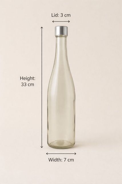 b7 Creations Glass Water Bottle 750ml Plain Narrow Mouth, Airtight Lid ...