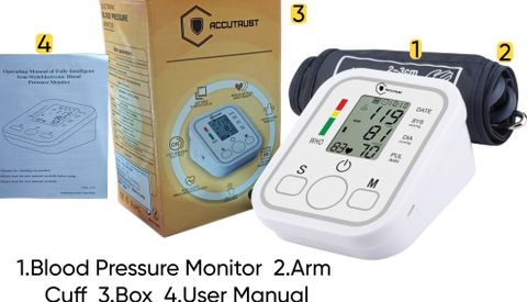 Accutrust BP-190c Digital Blood Pressure Monitor, Upper Arm Cuff, LCD ...