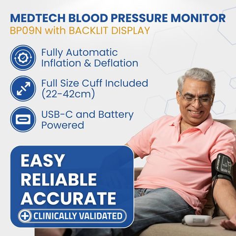 Medtech BP09N BL Portable Automatic Digital Blood Pressure Monitor ...
