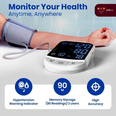AGEasy Automatic Digital Blood Pressure Machine USB Type C / Battery ...