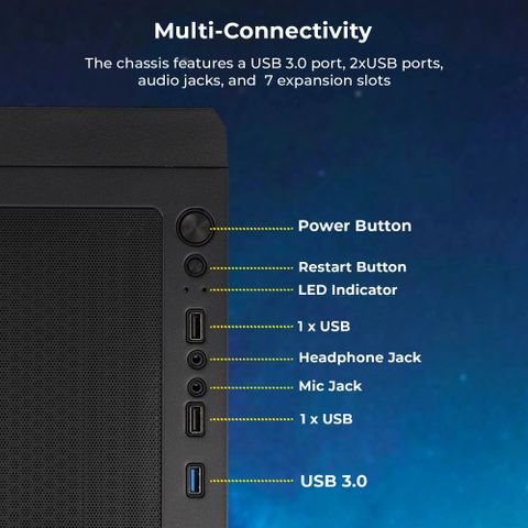 ZEBRONICS APEX Gaming Cabinet, Full-Tower, E-ATX/ATX/mATX/ITX, 4 ARGB ...