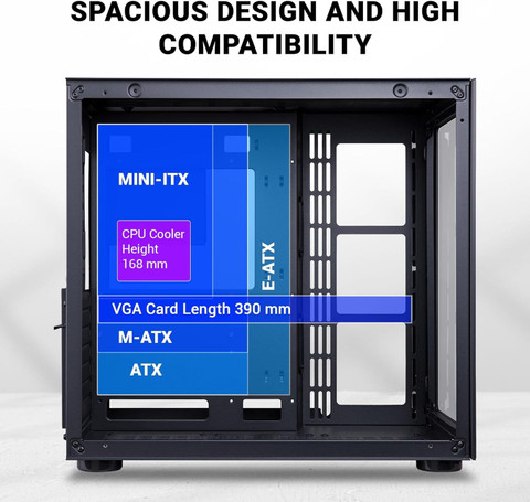 Ant Esports Crystal Support E-ATX, ATX, Micro-ATX, Mini-ITX MB I Pre ...