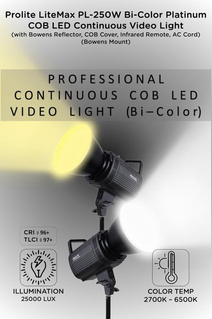 Prolite LiteMax Platinum 150W Bi-Color COB LED Continuous Video Light ...