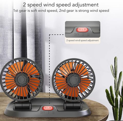 Elite Car Cooling Fan 12V With 360 Degree Rotation 2 Speed Fans E-1775 ...