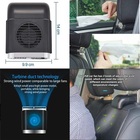 MSNP 5v Vehicle Seat Fan With Head Restraint, 3 Speeds,USB & 4Clamps ...